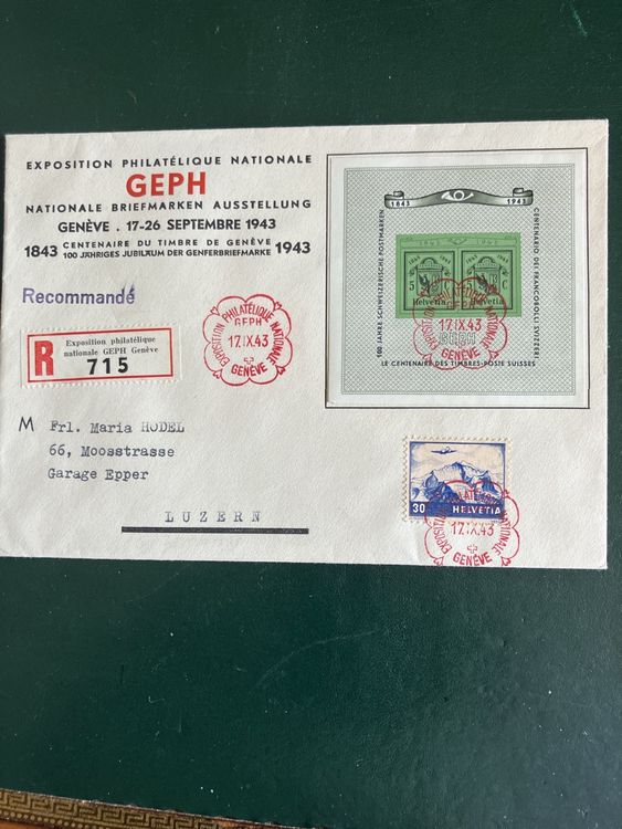 Briefmarken Schweiz, Genfer Block 1943, FDC (Gebraucht) in Basel für CHF 12 – mit Lieferung auf ...