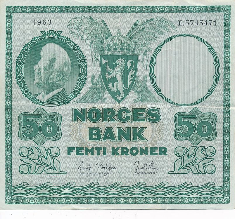 Banknote 50 NORGES BANK FEMTI KRONER 1963 | Kaufen auf Ricardo
