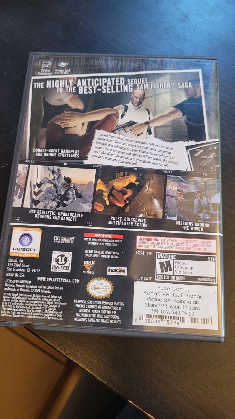 Splinter Cell Double Agent - Nintendo Gamecube - Version US (D'occasion ...