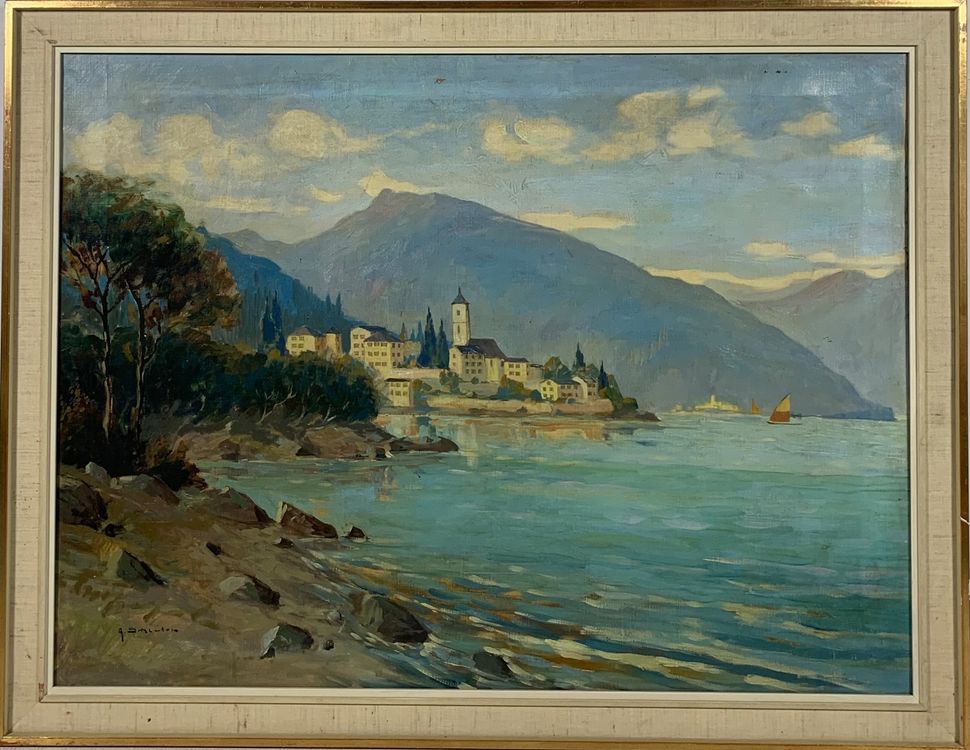 Gemälde Dorf Ansicht mit See Anblick unleserlich Signiert (Gebraucht) in Root für CHF 30 – mit ...