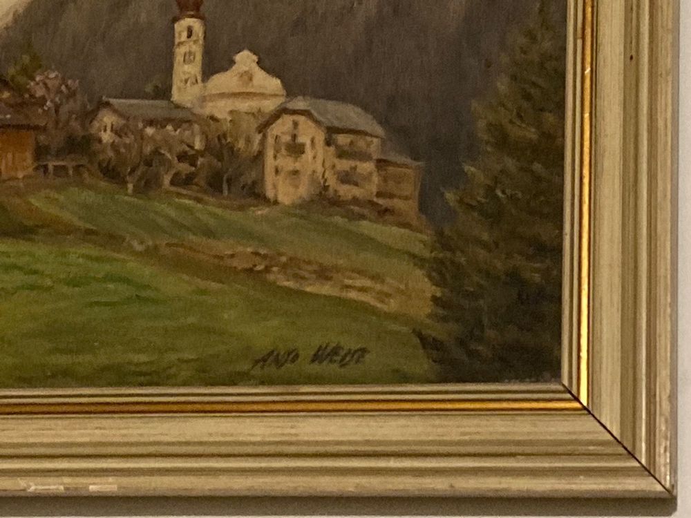 Anso Weise (1895-1986) Landschaftsgemälde mit Berge, Dorf (Gebraucht ...