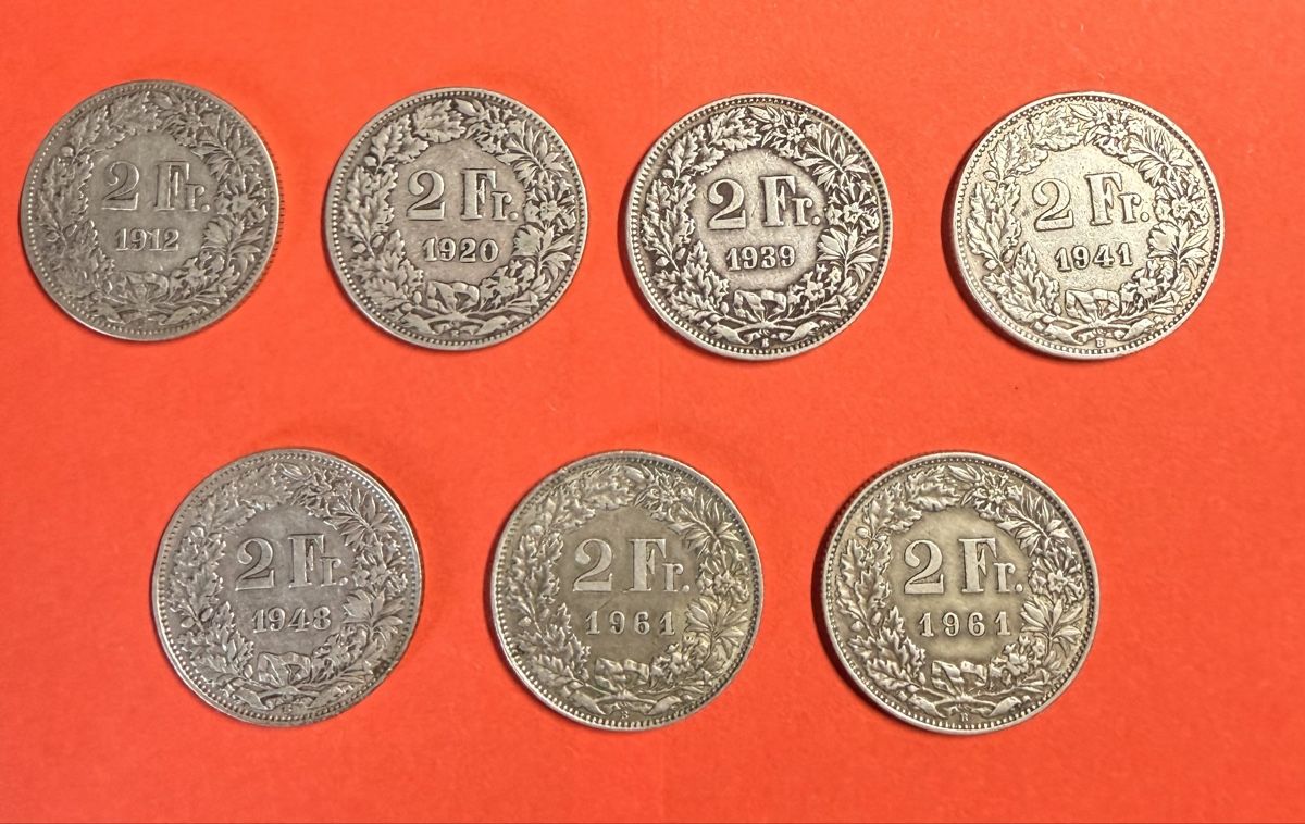 2 Fr Suisse en argent 1912 à 1961 (D'occasion) à Morges pour CHF 112 ...