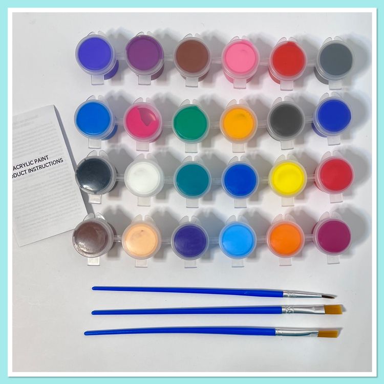 Acryl Farbset Malset mit 24 Farben, 3 Pinsel , 5 ml pro dose (Neu (gemäss Beschreibung)) in ...