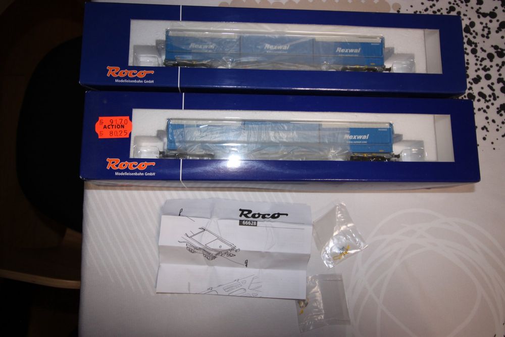 Roco 66628 2 wagons CFF containers Rexwal + 8 containers CC (Gebraucht ...