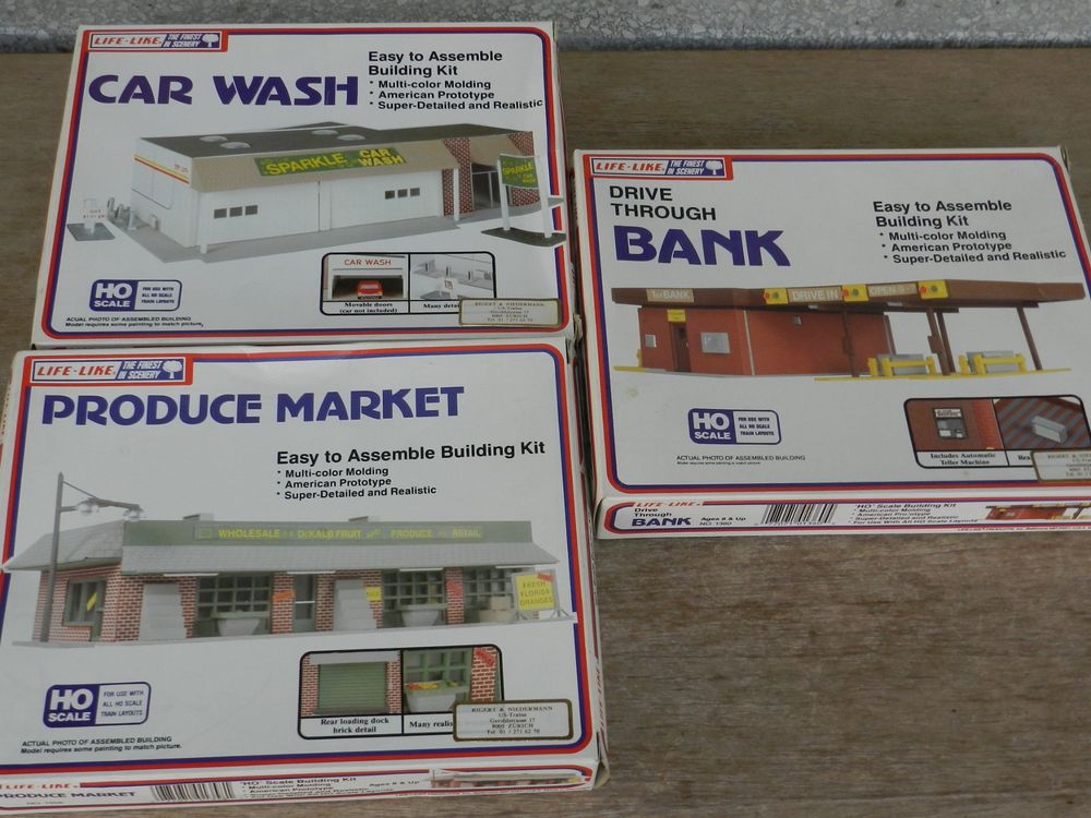 Life Like H0 Car Wash, Produce Market, Bank | Kaufen auf Ricardo