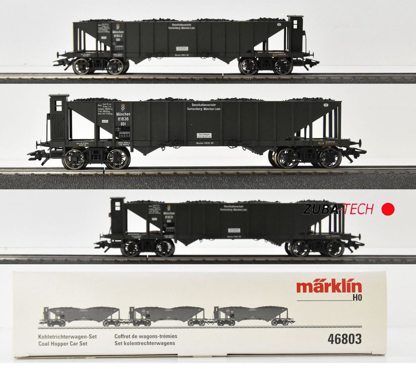 Märklin 46803 Kohlentrichterwagen-Set K.Bay.Sts.B H0 GS OVP (Gebraucht ...
