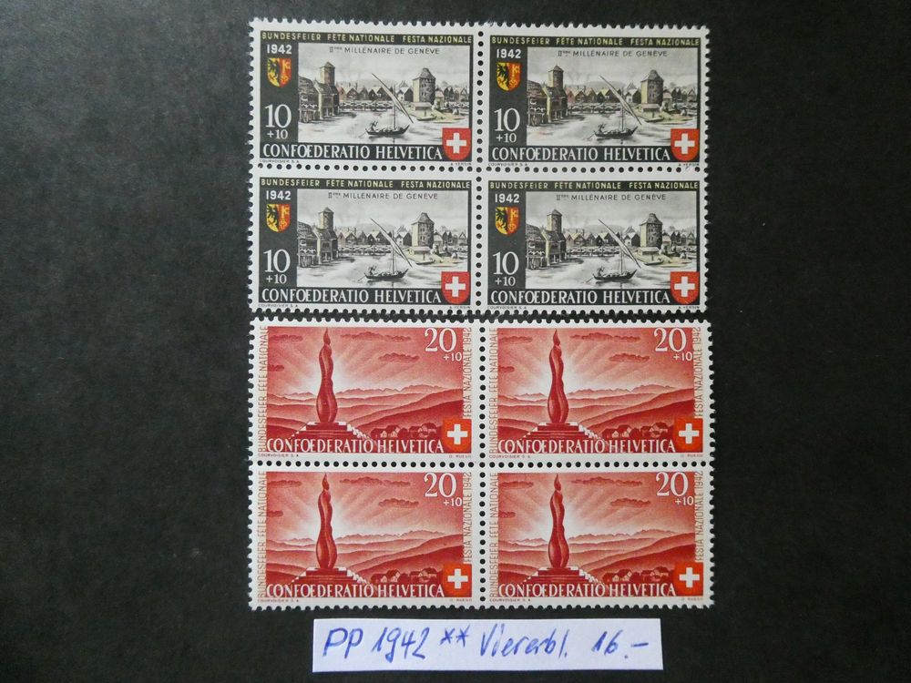 PP 1942 postfrische Viererblöcke (Gebraucht) in Lausen für CHF 2.2 – mit Lieferung auf Ricardo ...