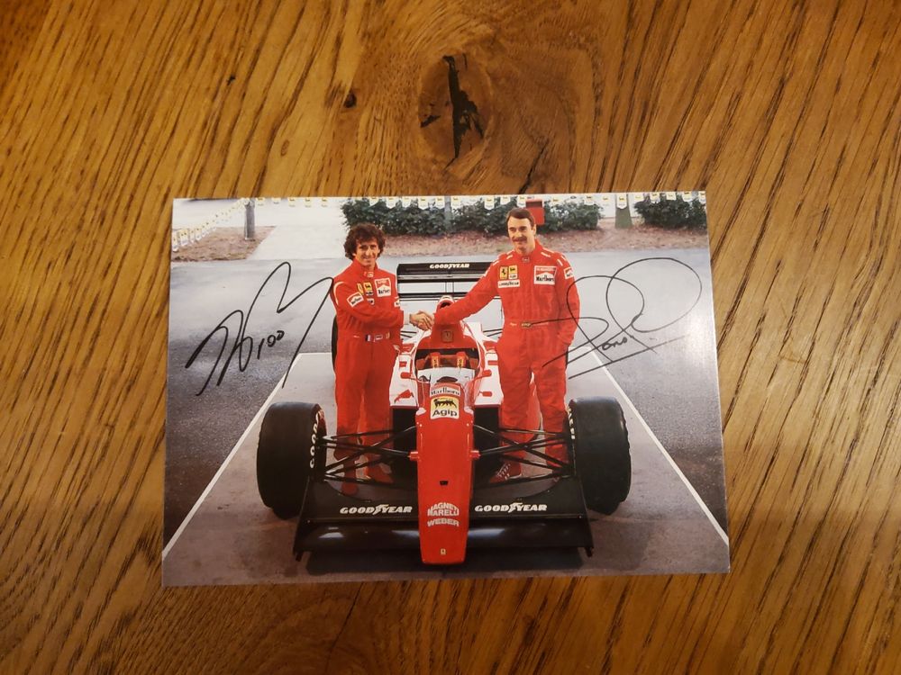 F1 Autogramm Karte Ferrari, Prost und Mansell (Neu (gemäss Beschreibung ...