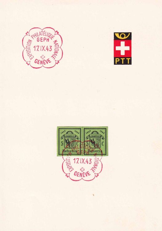 1943 Einzelwerte Genfer Block Nr. W17L+W17R, ET a. PTT-Blatt | Kaufen auf Ricardo
