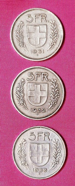 5 FRANKEN SILBER : 1931 - 1932 - 1933 | Kaufen auf Ricardo
