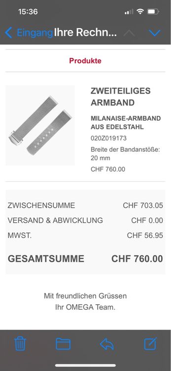 Omega Mesh/Milanaise (Gebraucht) in Riehen für CHF 600 – mit Lieferung ...