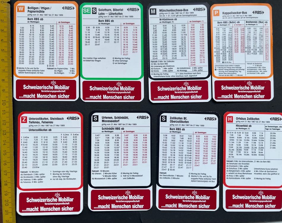 RBS-Bahnlinien-Fahrpläne/ 1987-89/ Lot 8 Stück (Gebraucht) in Wabern ...