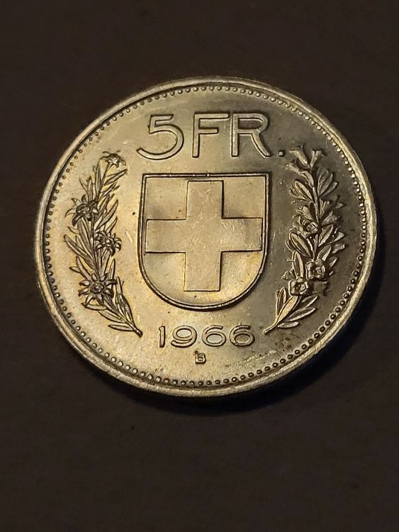 5 Franken 1966, seltene Münze Schweiz, Top Zustand! | Kaufen auf Ricardo