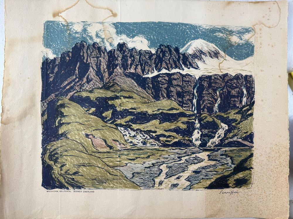 Fred Stauffer (1892 - 1980 kleurenlitho - Berner Oberland (Gebraucht) in Neuhausen am Rheinfall ...