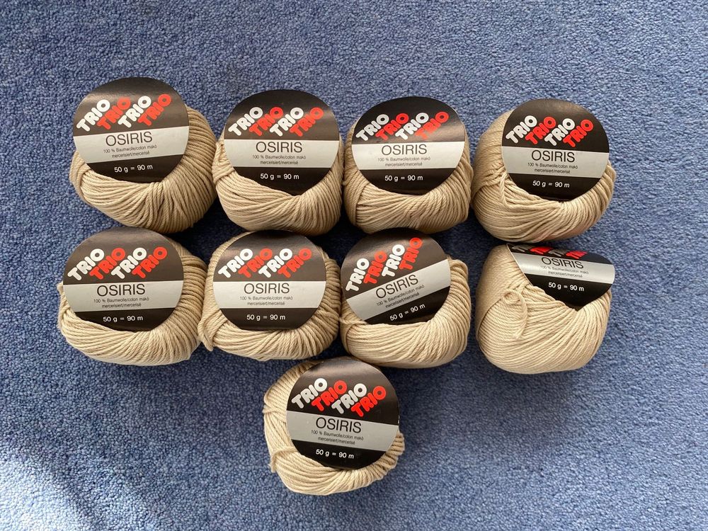 9 Knäuel Trio-Wolle Osiris 100 % Baumwolle NEU (Neu (gemäss ...