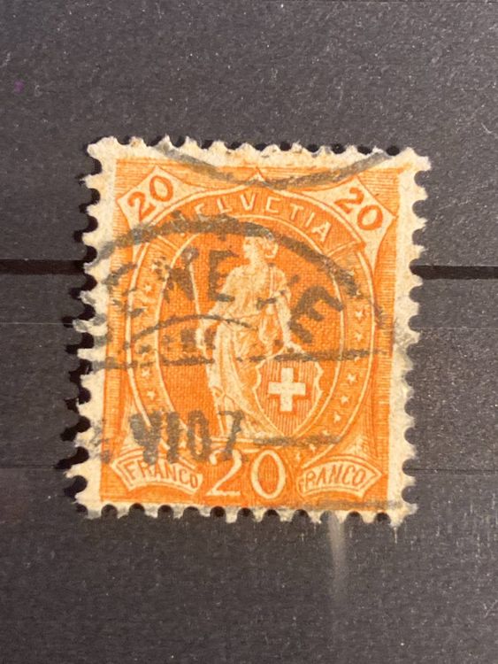 Schweiz 1907 stehende Helvetia 20 Rp mit WZ 86A gestempelt | Kaufen auf Ricardo