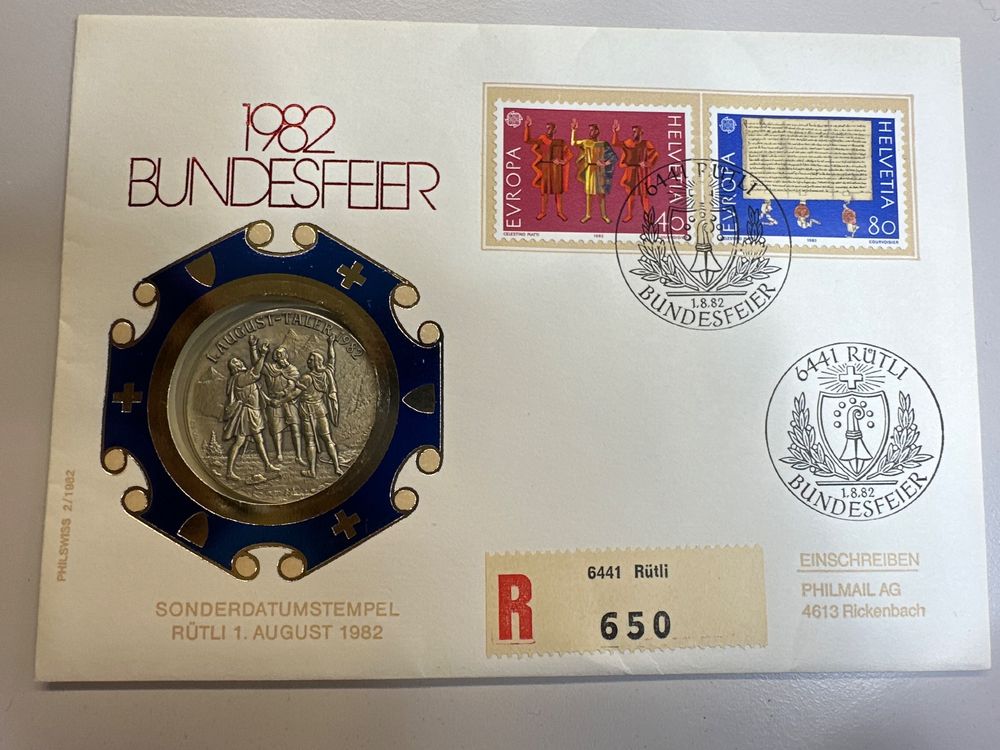 Münzbrief 1.August-Taler 1982 Silber 900 18,85g Tell‘s Apfe | Kaufen auf Ricardo