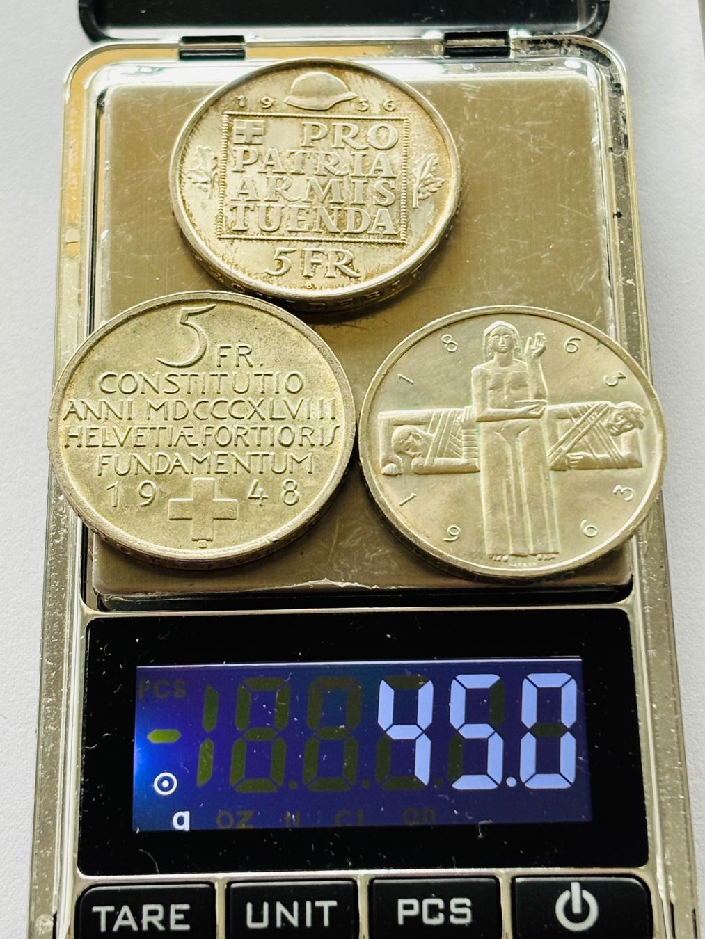 3x Silber 45 Gramm 5.- Gedenkmünzen vorzüglich Schweiz +++ (Neu (gemäss ...