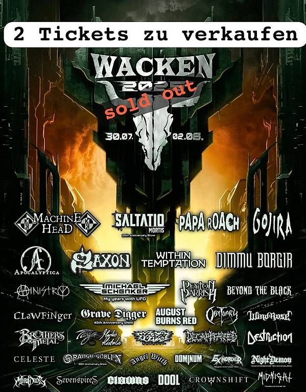 2x Wacken Open Air 2025 Tickets WOA 2025 (Nuovo e nell'imballaggio ...