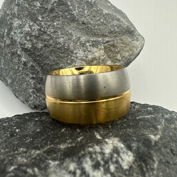 Bicolor Edelstahlring 12 mm breit Grösse 58 (Neu (gemäss Beschreibung ...
