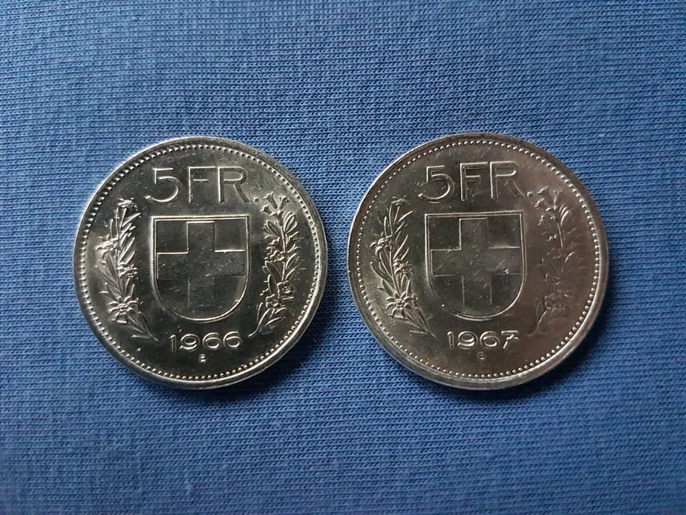 2 x 5 Franken Silbermünzen 60ger Jahre 1965-1967 ab nur 1 Fr (Gebraucht) in Camignolo für CHF 17 ...