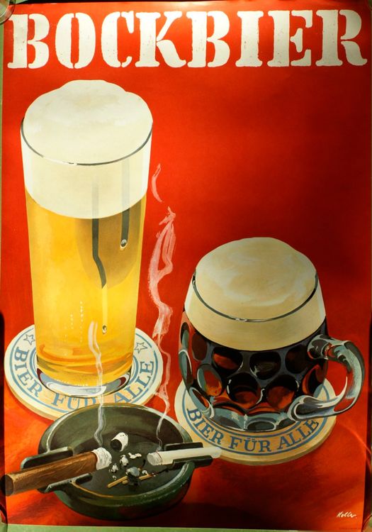 Plakat Bock-Bier Louis Koller ca. 1950 (Neu (gemäss Beschreibung)) in Schaan für CHF 53 – mit ...
