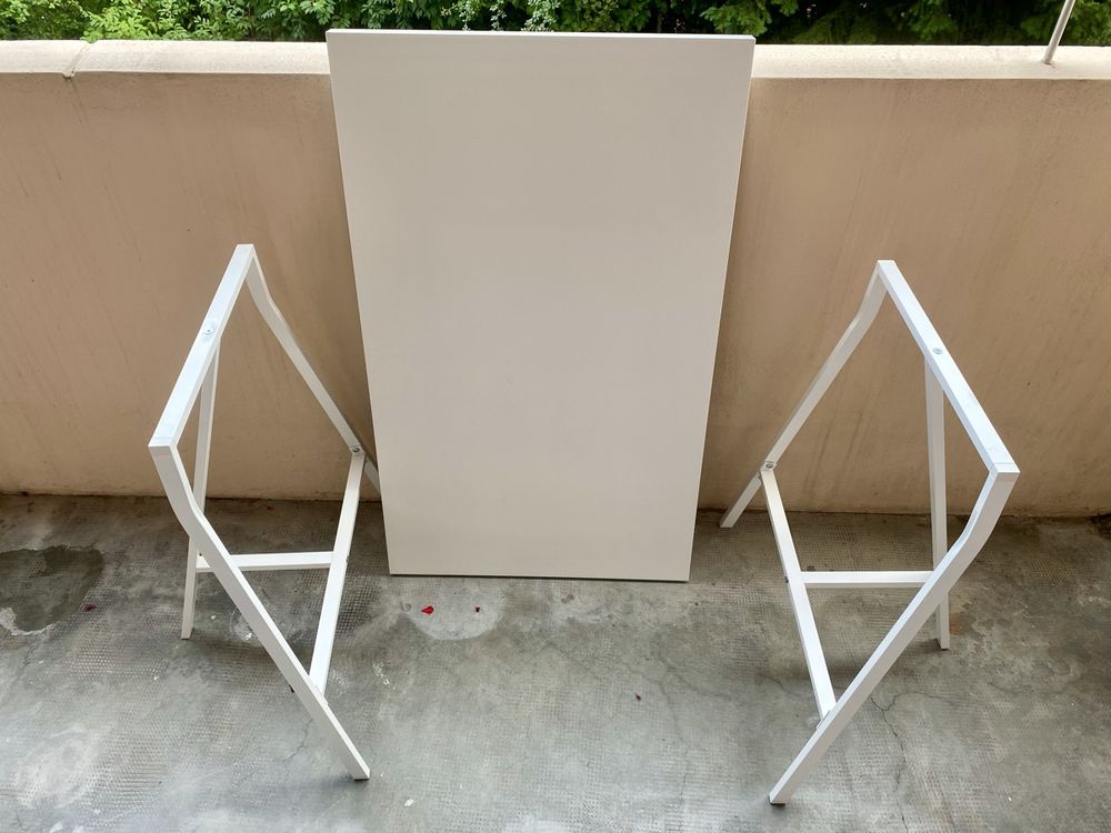 Bureau IKEA LINNMON blanc avec support en metal | Kaufen auf Ricardo