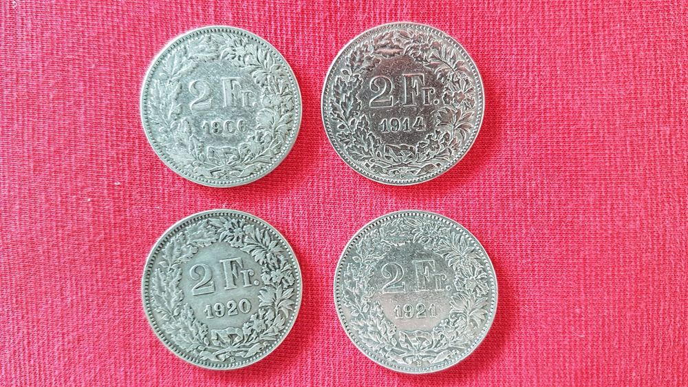 4 x 2 Fr Silbermünzen 1906-1914-1920-1921 ab nur 1.00 Fr !!! | Kaufen auf Ricardo
