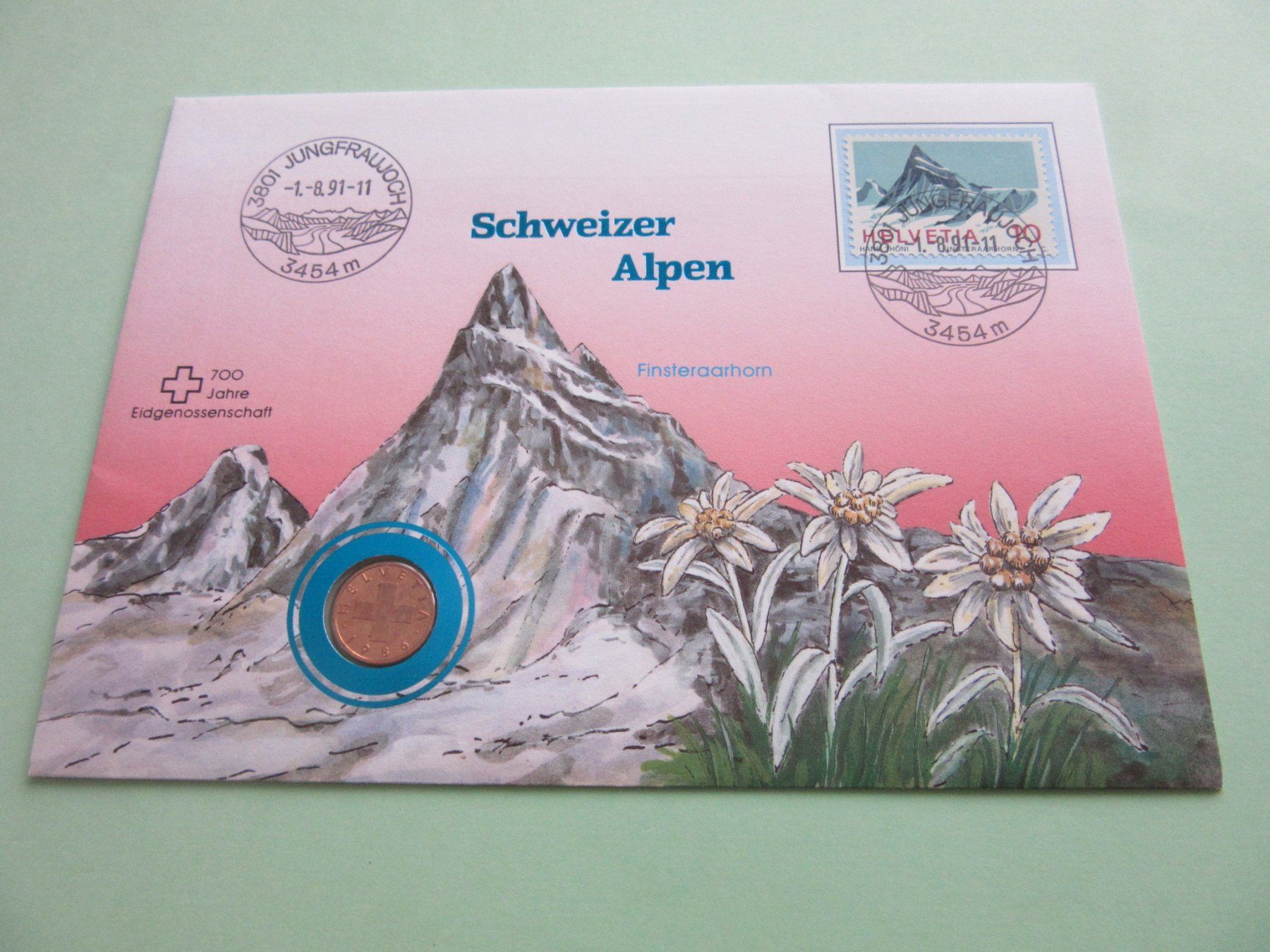 Münzbrief "SCHWEIZER ALPEN - FINSTERAARHORN" (Neu (gemäss Beschreibung ...