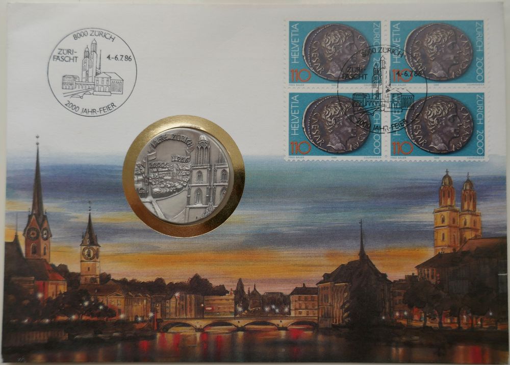 Numisbrief mit Feinsilbertaler 2000 Jahre Zürich (Gebraucht) in Möhlin für CHF 28 – mit ...