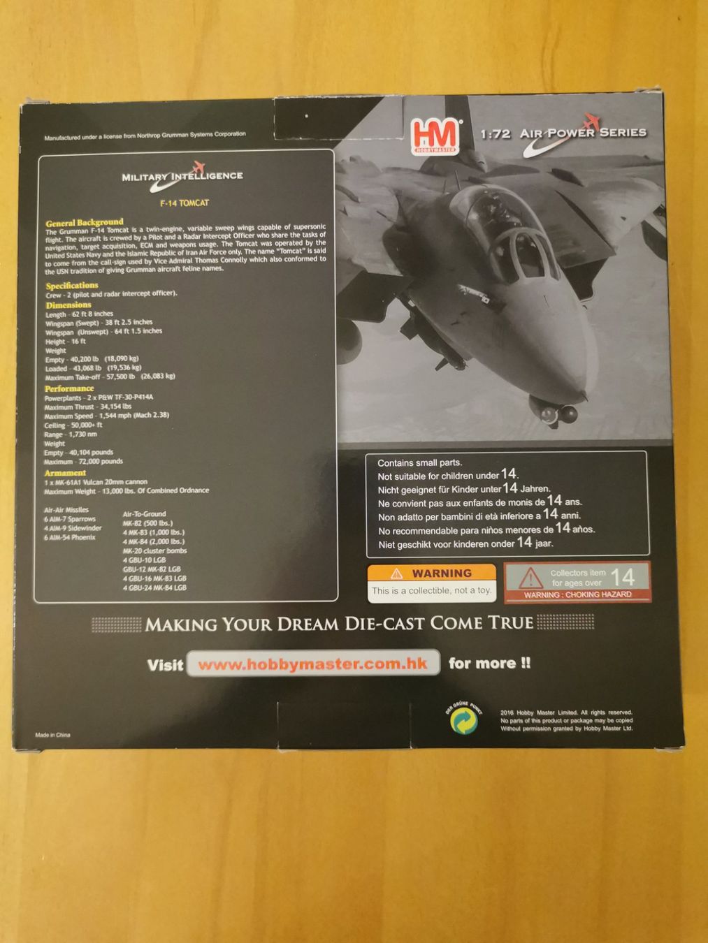 Hobby Master F-14 Tomcat "Jolly Rogers" USS Nimitz1977 1:72, (Neu ...