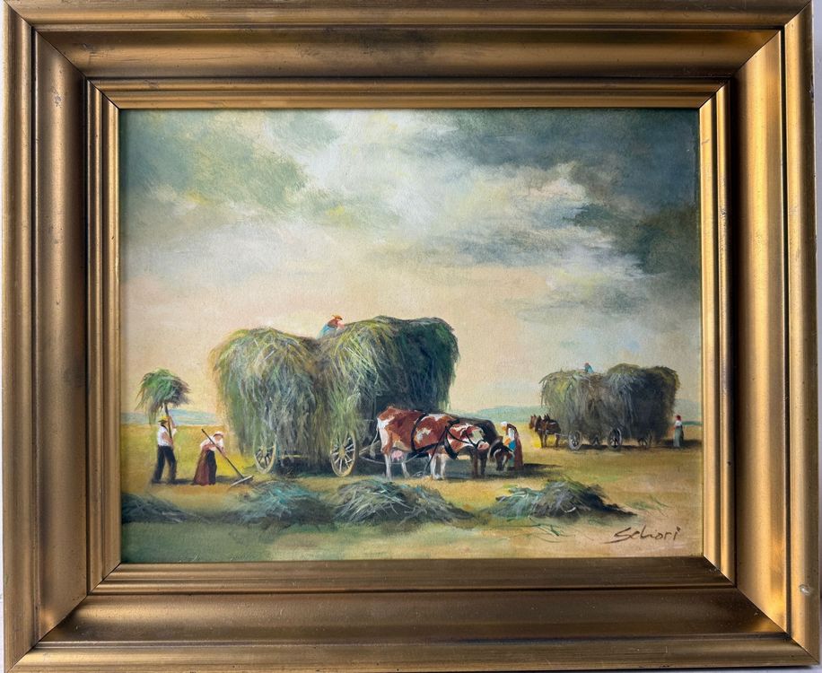 Bauern bei der Heuernte Gemälde Schori Signiert (Gebraucht) in Neuhausen am Rheinfall für CHF ...