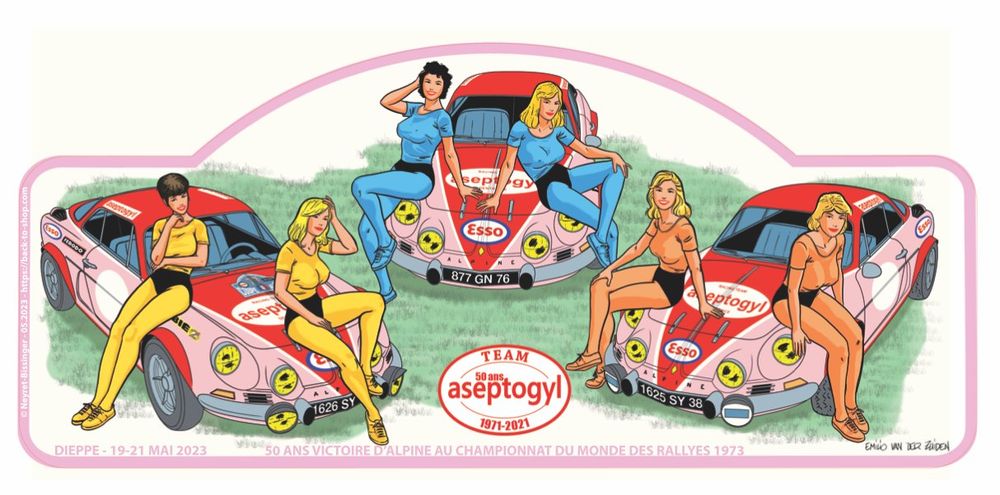 Plaque Rallye « DIEPPE 2023» Dessin lancement Team Aseptogyl (Neuf avec ...