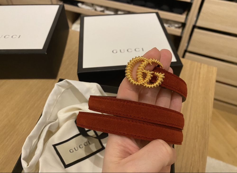 Gucci Suede Marmont Belt with GG Buckle - size 75 (Neu (gemäss ...