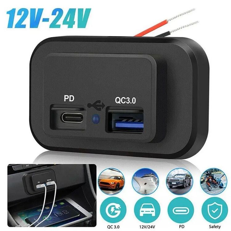 Camper Van RV Caravan Boat USB USB-C dual charger 12 - 24 V | Kaufen ...
