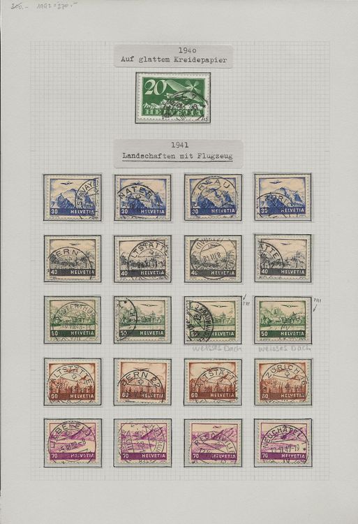 1940 / 1941 / 1948 Flugpost ET-O 2 x weisses Dach Kat 800.- (Gebraucht) in Baar für CHF 160 ...