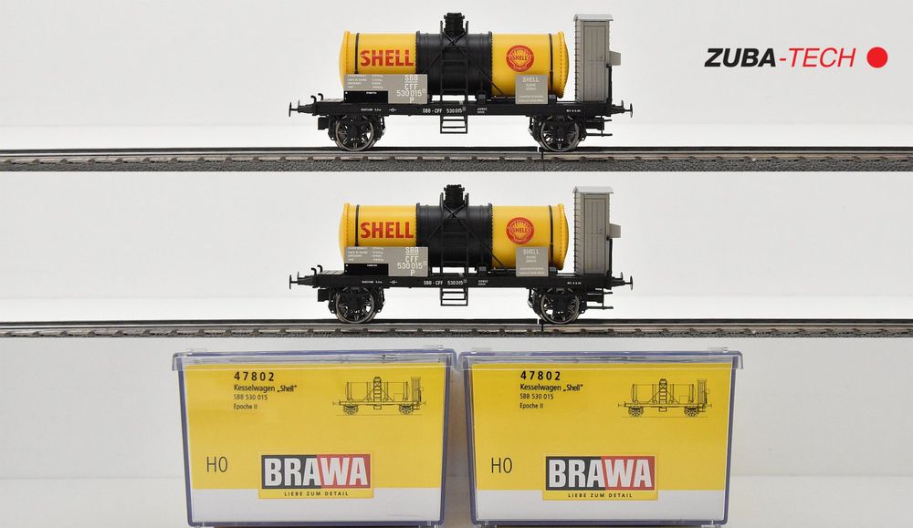 Brawa 2x 47802 Shell Kesselwagen der SBB H0 GS mit OVP (Gebraucht) in ...