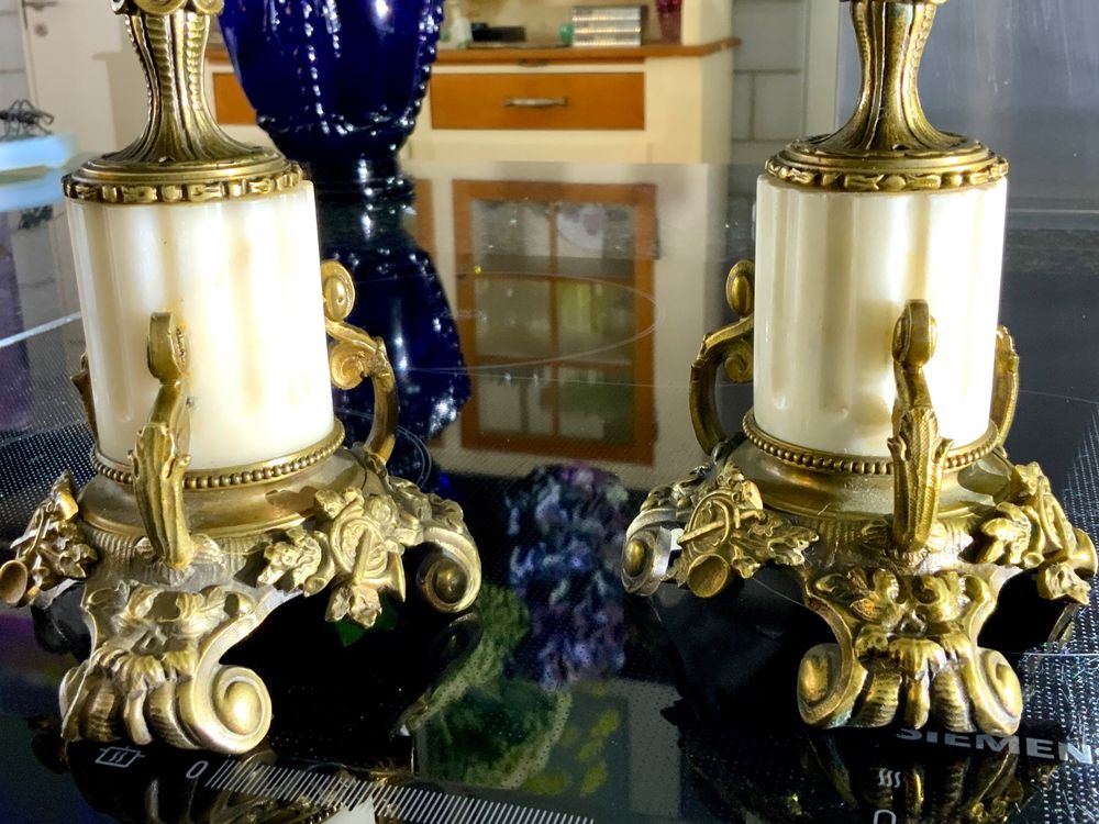 JUGENDSTIL 2 KERZENHALTER BRONZE MARMOR FRANCE UM 1900 (Gebraucht) in Biglen für CHF 96 – mit ...