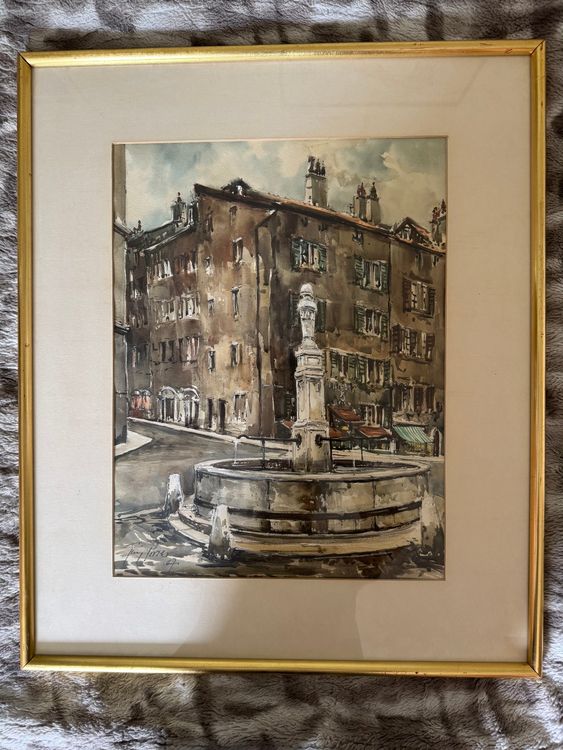 Aquarelle originale, signée, encadrée, sujet urbain (Gebraucht) in prilly für CHF 15 – mit ...
