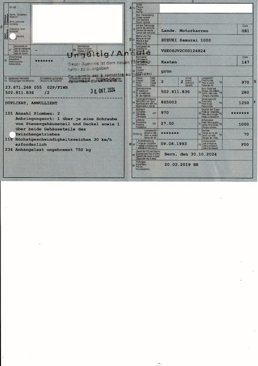 Suzuki Samurai 1000 (Defekt) in Berikon für CHF 5 – nur Abholung auf ...