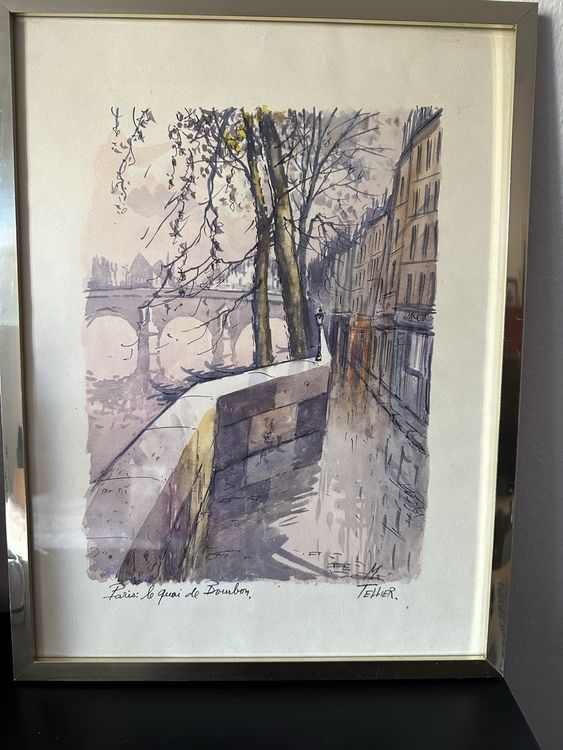 Aquarelle Paris Quai de Bourbon signée M Tellier. (Gebraucht) in Les Acacias für CHF 45 – mit ...