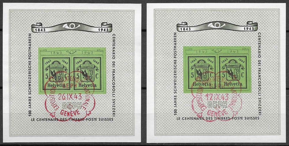 1943: Zwei Genfer Block Nr.W18 gest. | Kaufen auf Ricardo