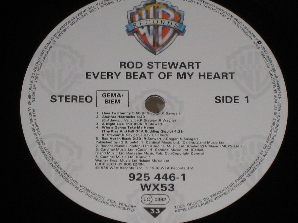 LP - ROD STEWART - EVERY BEAT OF MY HEART (Gebraucht) in Steckborn für ...