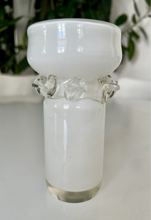 Weisse mundgeblasene Glas Vase J. Sluczan-Orkusz / Tarnowiec (Gebraucht ...