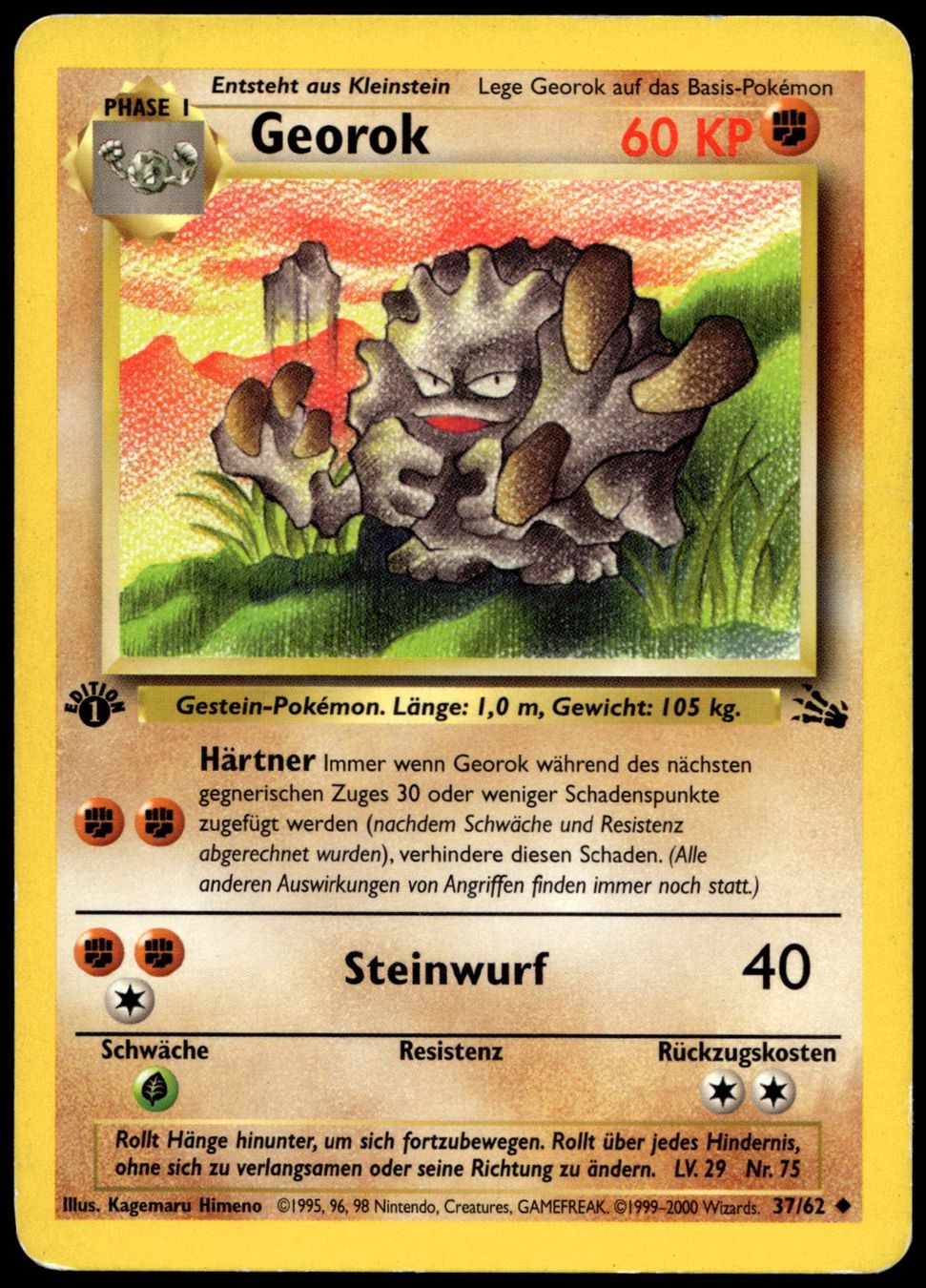Georok 37/62 Pokémon Fossil 1.Edition ab 1.- (Gebraucht) in Uster für ...
