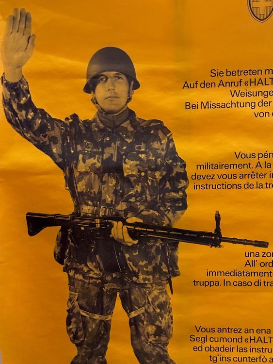 Plakat Schweizer Armee Militär „HALT“ vor Bunker und Festung (Neu ...
