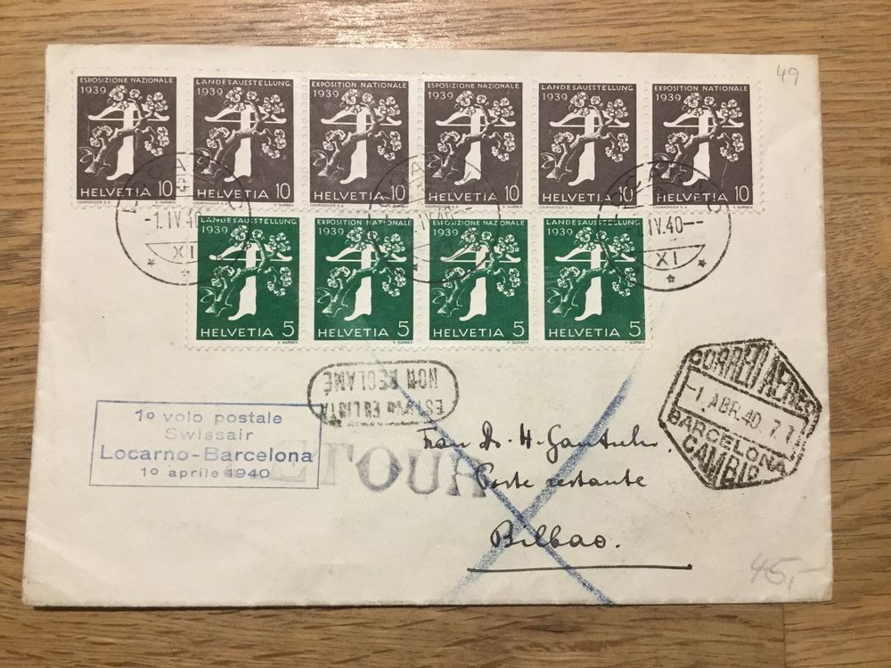 Top Flugbrief Locarno-Barcelona 1940 | Kaufen auf Ricardo