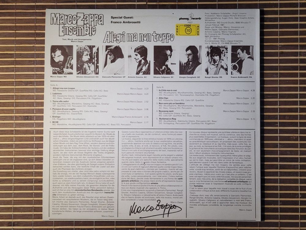 Marco Zappa Ensemble allegri ma non troppo P6 | Kaufen auf Ricardo Marco Zappa Ensemble allegri ma non troppo P6 | Kaufen auf Ricardo