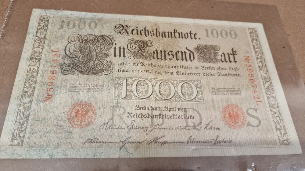Reichsbanknote 1000 Mark 1910 Historisch Wertanlage Top 1910 | Kaufen auf Ricardo