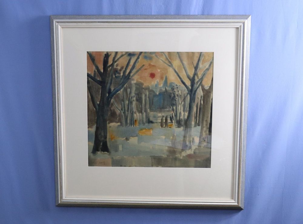 Franz Karl Opitz 1916-1998, Aquarell, " Menschen im Park " | Kaufen auf Ricardo